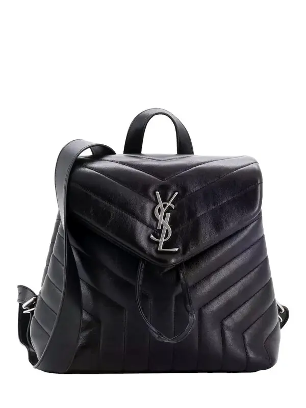 Saint Laurent Loulou Matelasse Chevron Small Backpack - Black