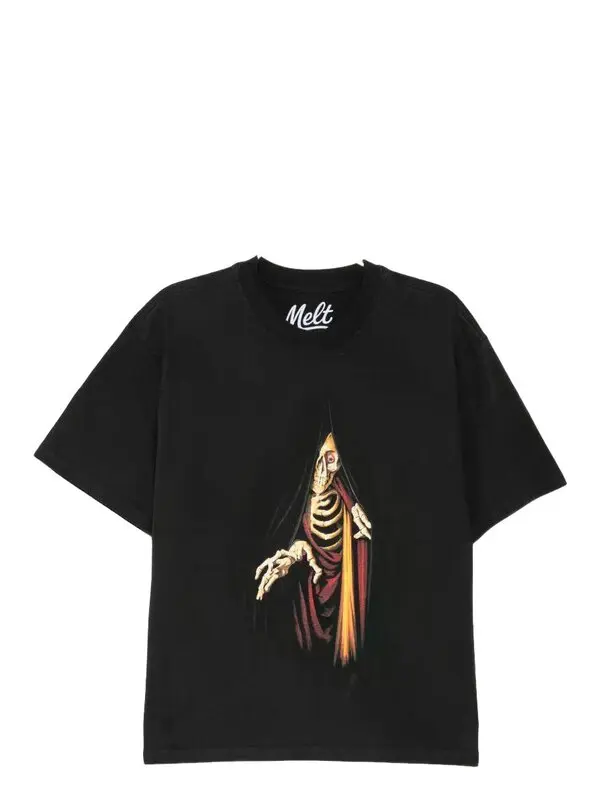 MELT Graphic-print Round Neck T-shirt - Black