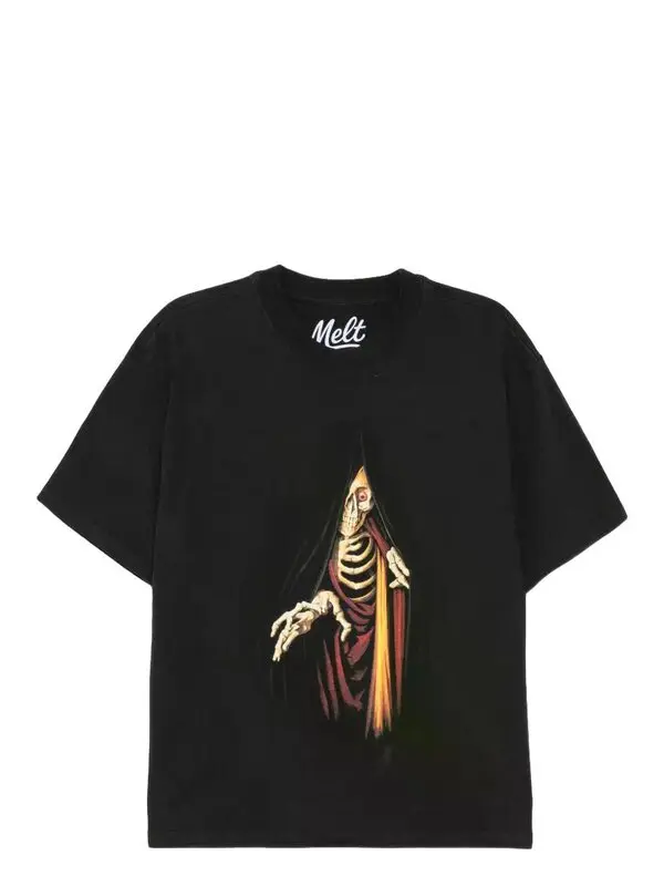 MELT Graphic-print Round Neck T-shirt - Black