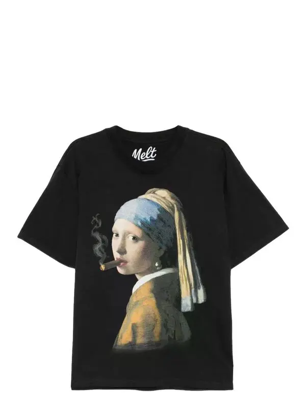 MELT Graphic-print Round Neck T-shirt - Black