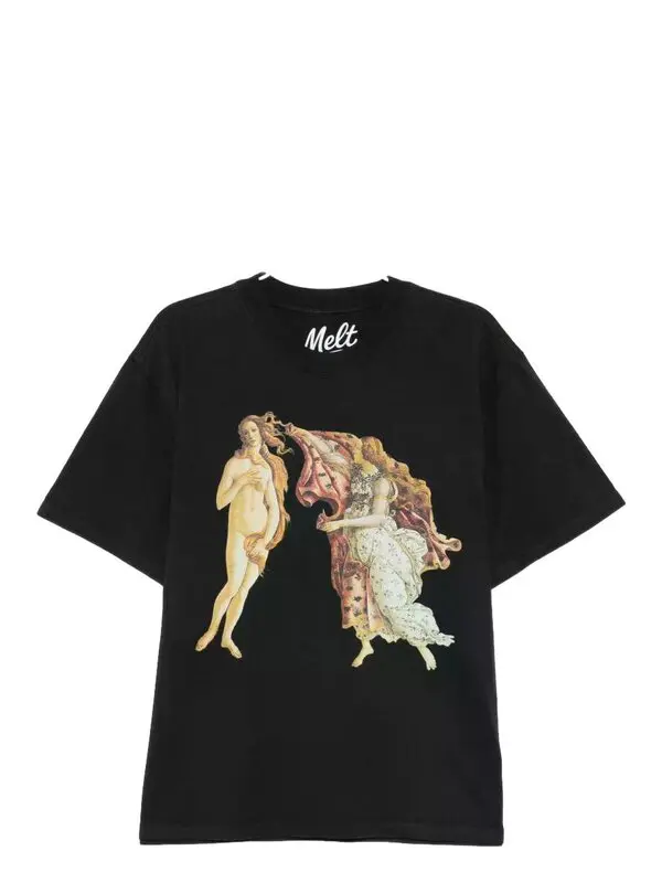 MELT Graphic-print Round Neck T-shirt - Black