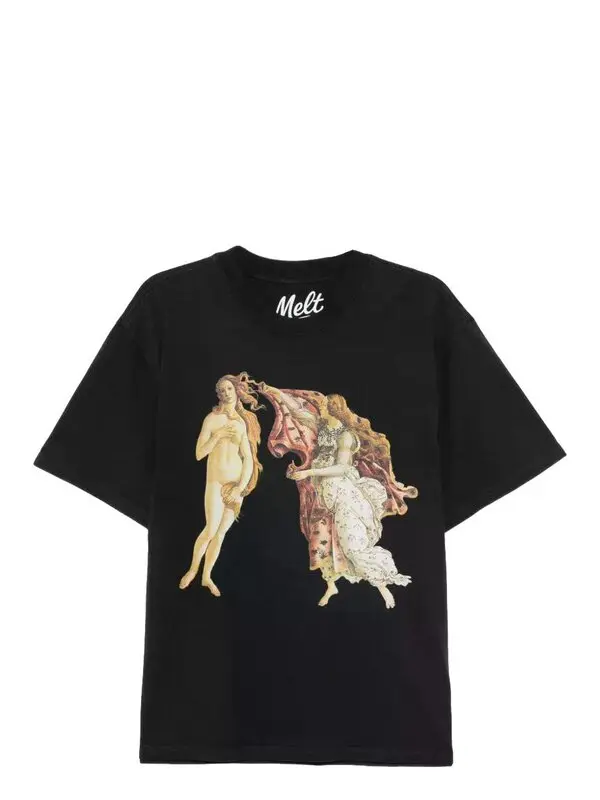 MELT Graphic-print Round Neck T-shirt - Black
