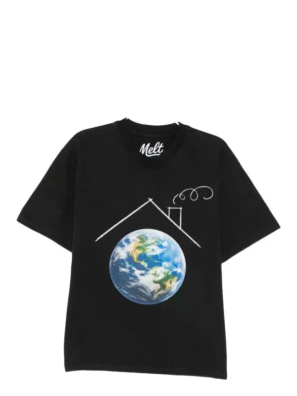 MELT Graphic-print Round Neck T-shirt - Black