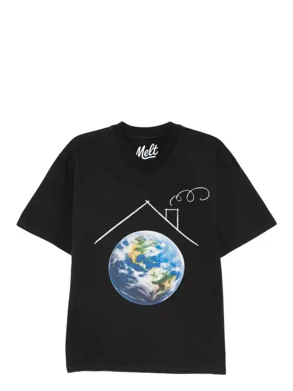 MELT Graphic-print Round Neck T-shirt - Black