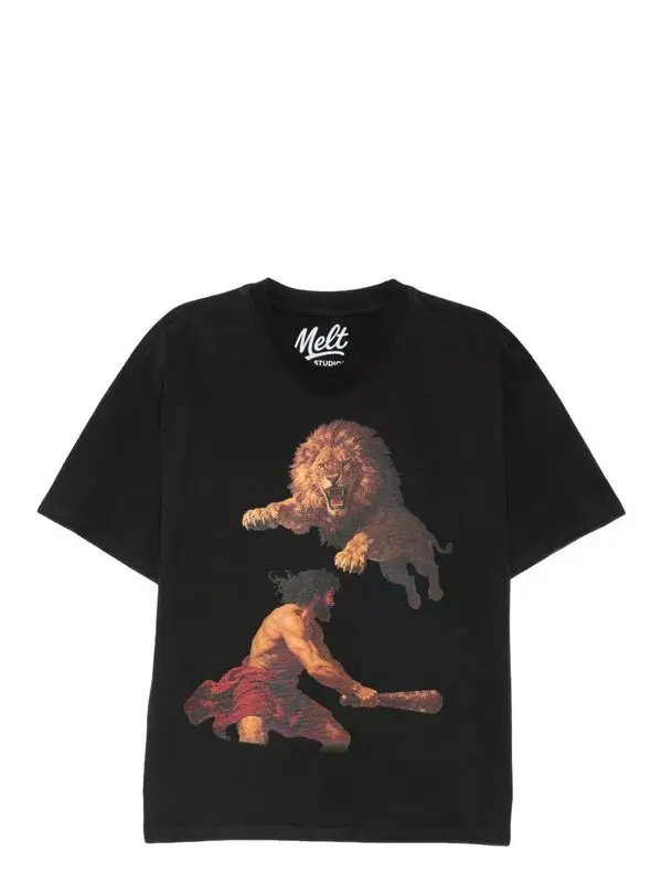 MELT Graphic-print Round Neck T-shirt - Black