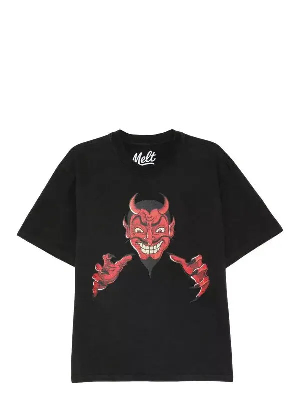 MELT Graphic-print Round Neck T-shirt - Black