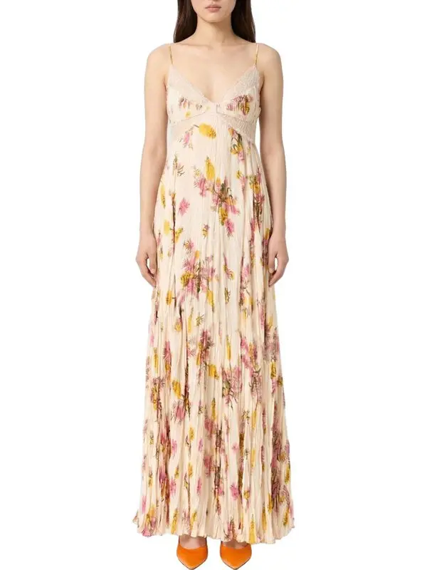Blumarine Floral Print Maxi Dress - Brown