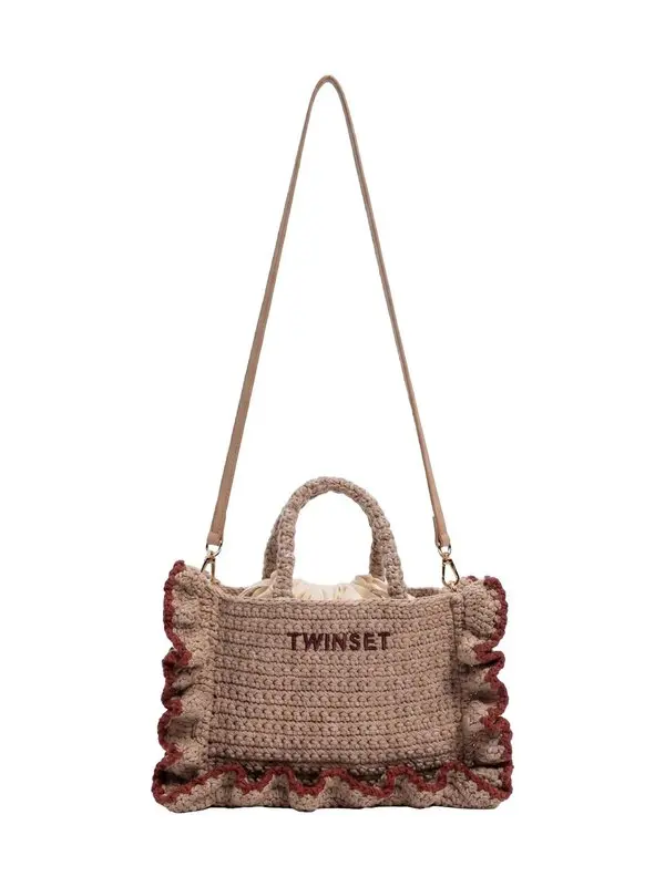 TWINSET Crochet Fabric Bag With Logo Pattern - Multicolor