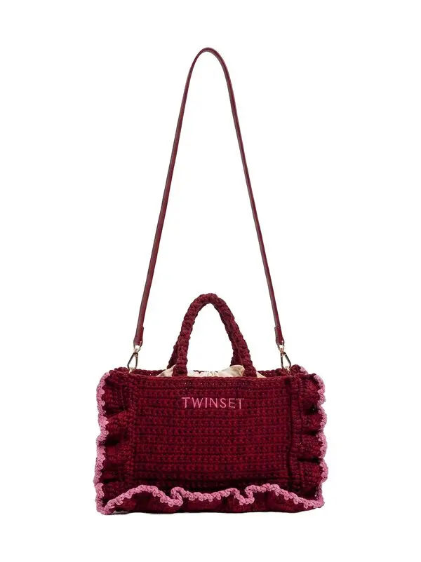 TWINSET Crochet Fabric Bag With Logo Pattern - Red