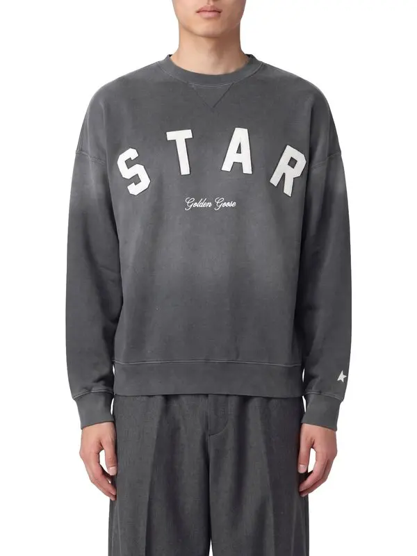 GOLDEN GOOSE Crewneck Sweatshirt With Star Appliqu - Grey