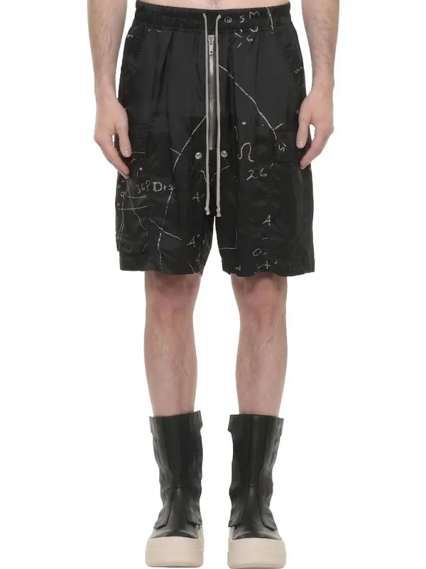 Rick Owens Printed Viscose Blend Cargo Shorts - Black