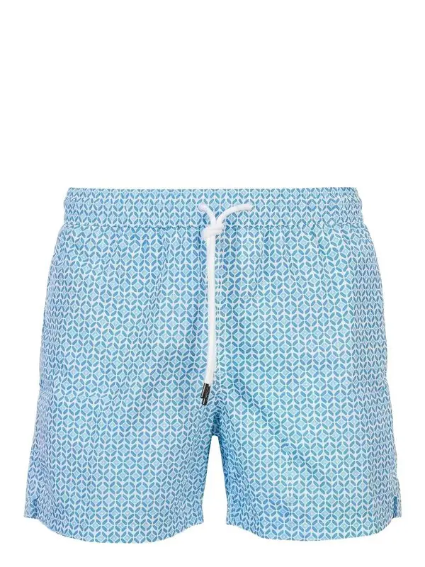 Fedeli Printed Swim Shorts - Blue