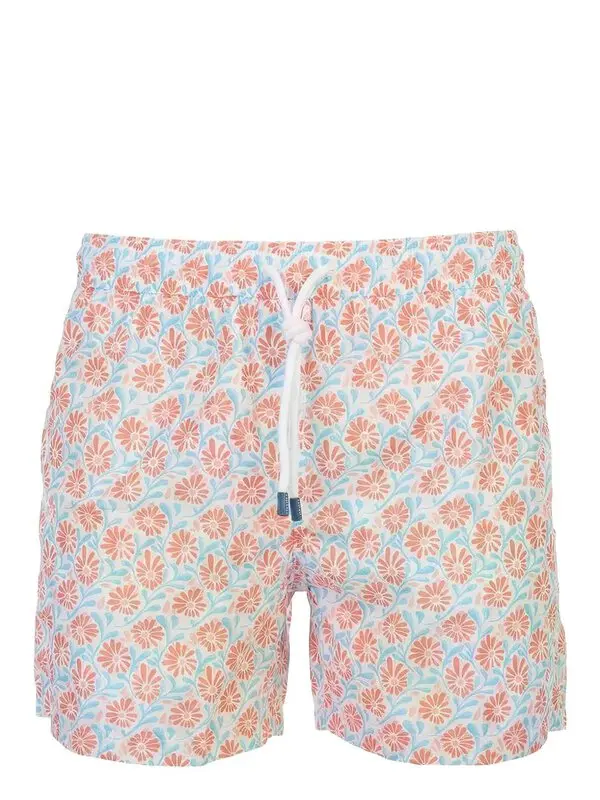 Fedeli Floral-print Swim Shorts - Orange