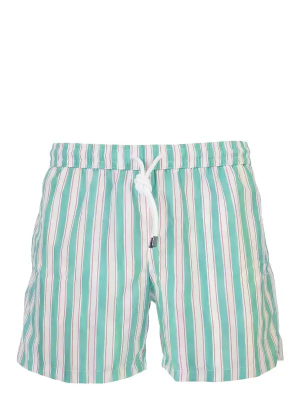 Fedeli Striped Drawstring Swim Shorts - White