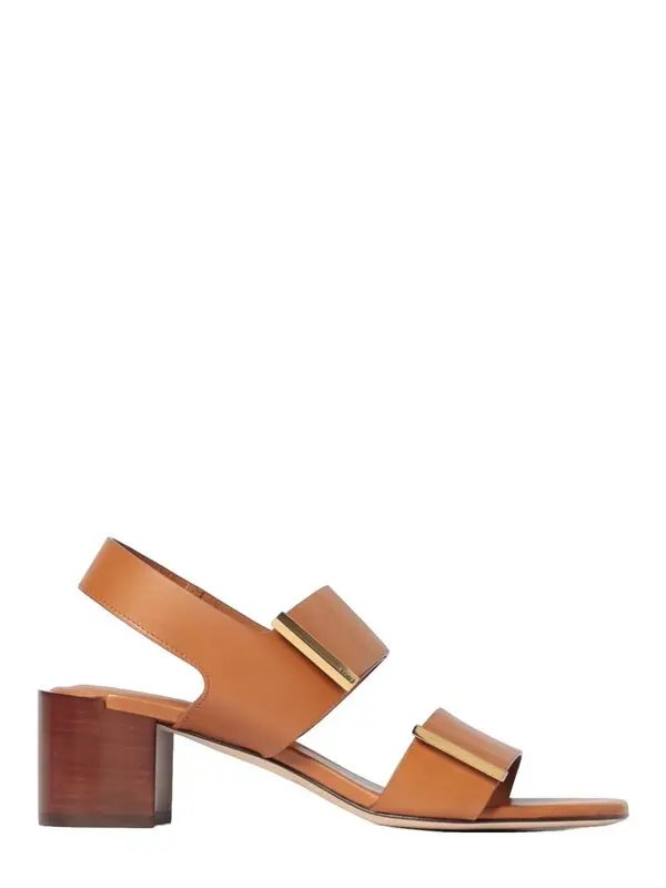 TOD'S Calfskin Leather Slingback Sandals - Brown