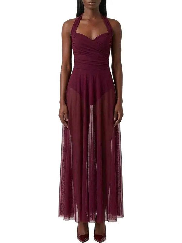 Norma Kamali Halter Maxi Dress - Red