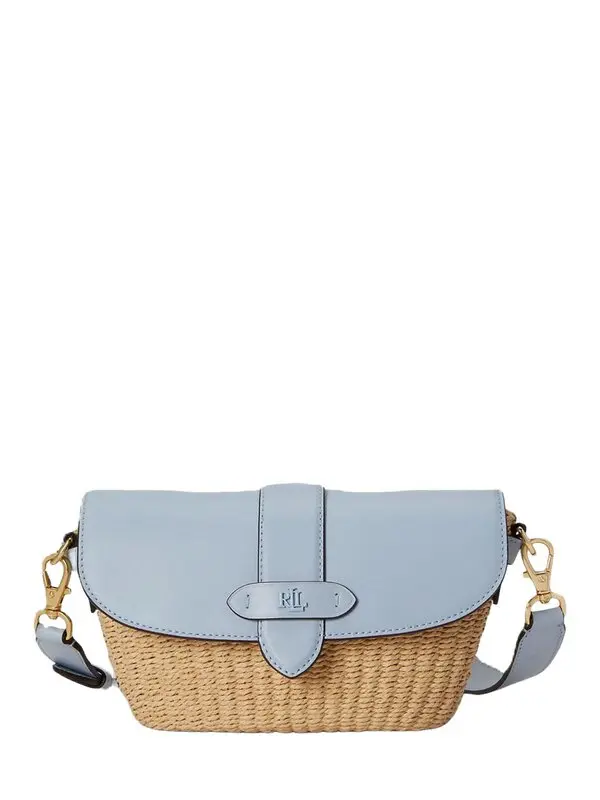 Ralph Lauren Raffia And Leather Crossbody Bag - Blue