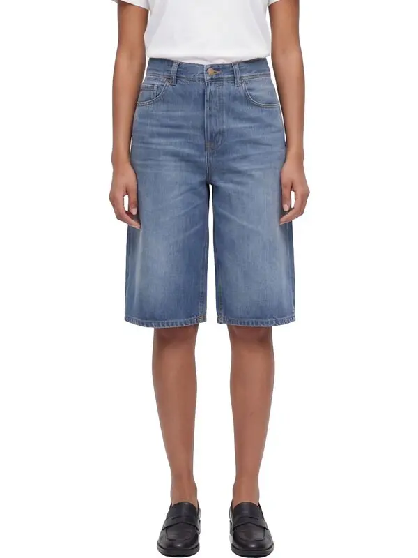 HAIKURE Cotton Denim Knee-length Shorts - Blue