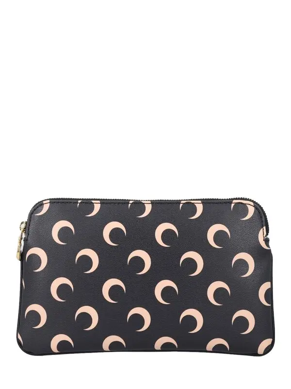 MARINE SERRE Crescent Moon Leather Clutch - Black