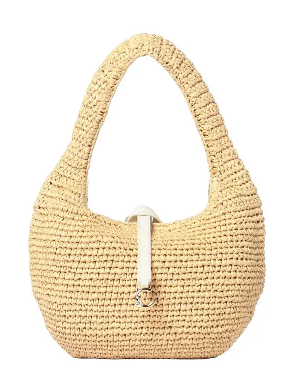 COCCINELLE Raffia Shoulder Bag - Pearl