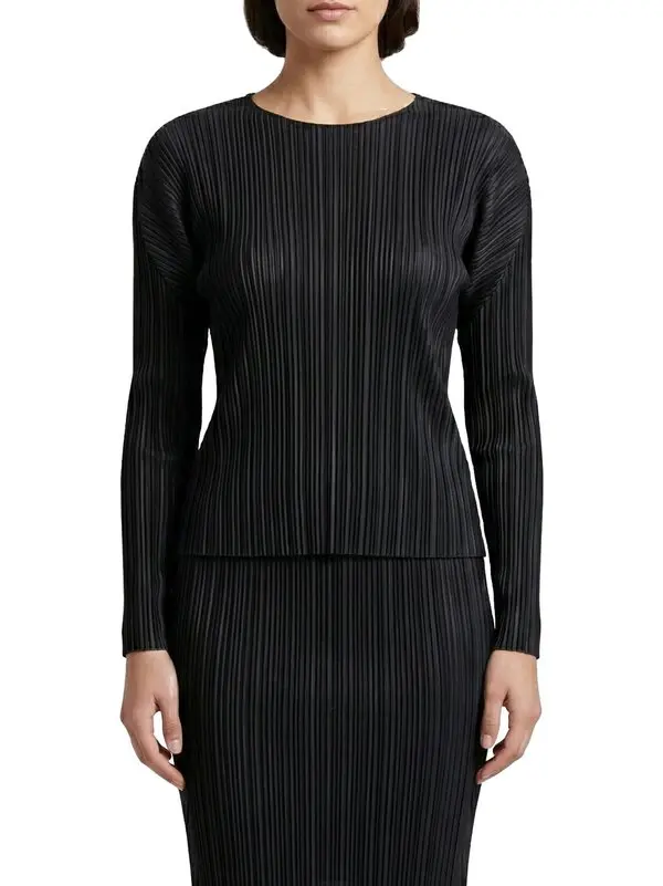 Issey Miyake Pleated Top - Black
