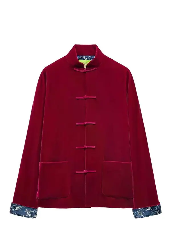 Shanghai Tang Tang Velvet Mandarin Jacket - Red