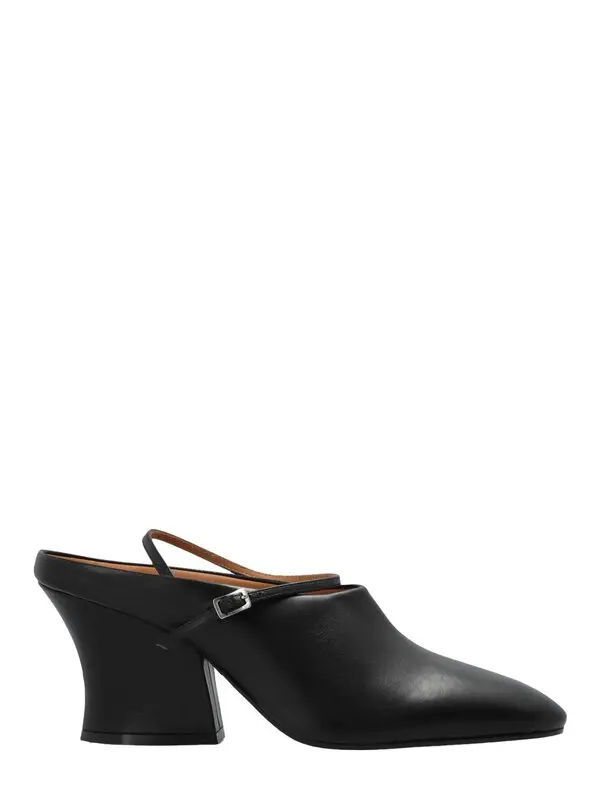 JIL SANDER Leather Heeled Mules - Black