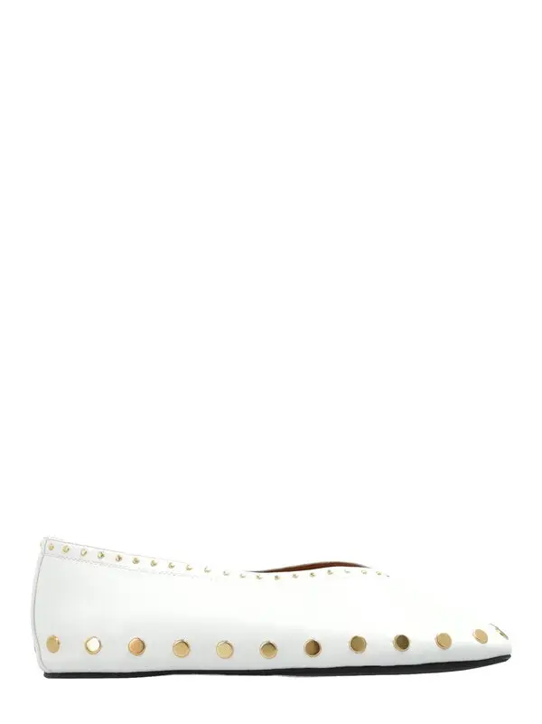 GANNI Studded Ballet Flats - White
