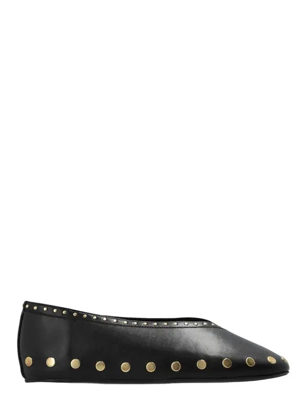 GANNI Studded Leather Ballet Flats - Black