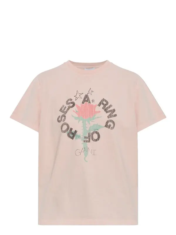 GANNI T-shirt With Print - Pink