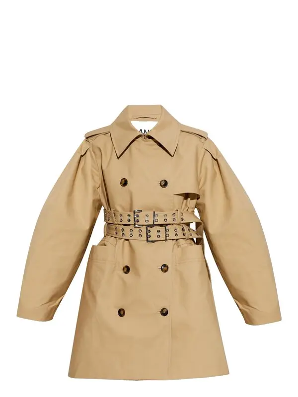 GANNI Belted Trench Coat - Beige