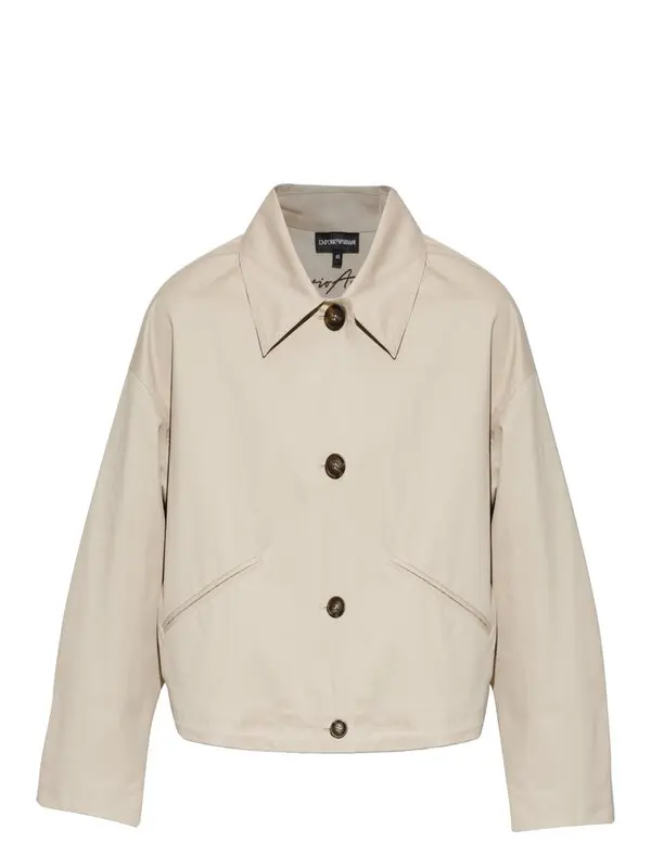Emporio Armani Cotton Boxy Jacket - Beige