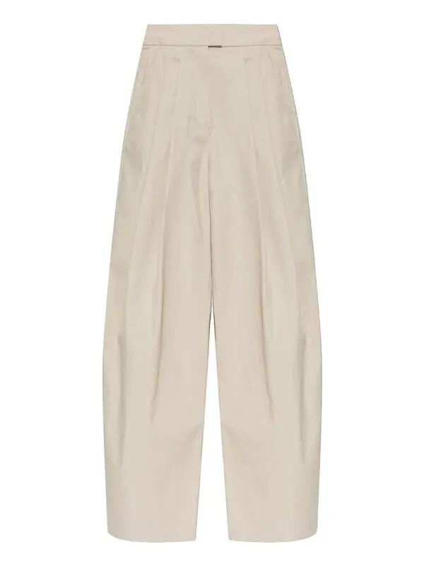 Emporio Armani Cotton Wide Leg Trousers - Beige