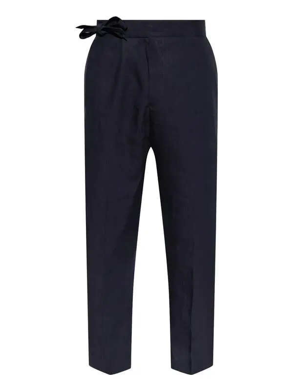 Paul Smith Linen Crease-front Trousers - Navy Blue