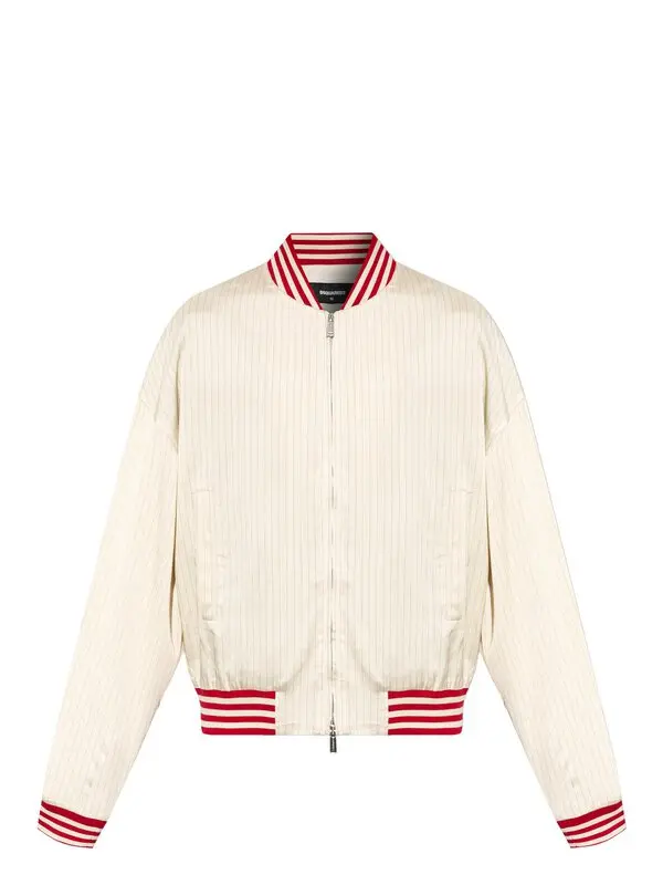 Dsquared2 Pinstripe Bomber Jacket - Cream