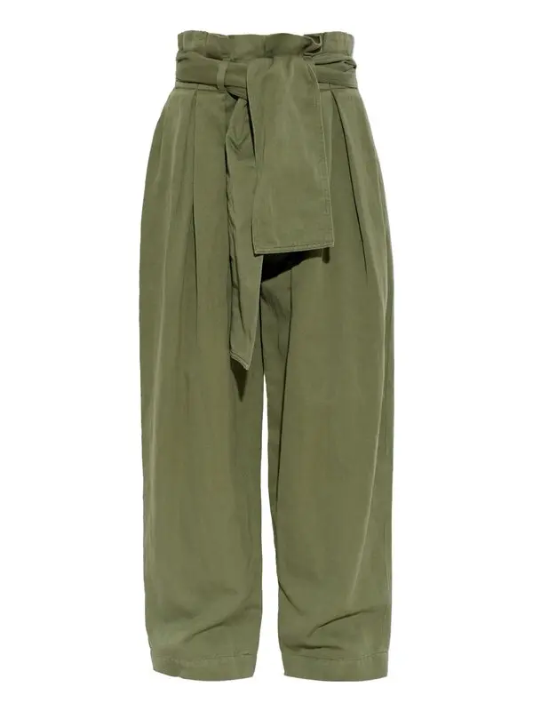 Balmain High-waisted Belted Trousers - Green