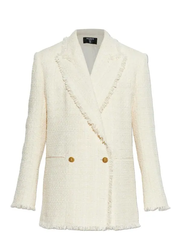 Balmain Tweed Blazer With Lurex Thread - Cream