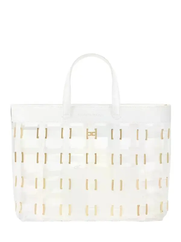 Elisabetta Franchi Ring-details Mesh Tote Bag - White