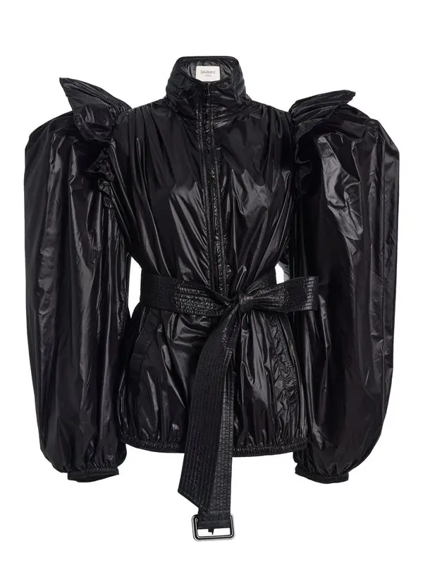 Saint Laurent Balloon-sleeve Nylon Windbreaker - Black