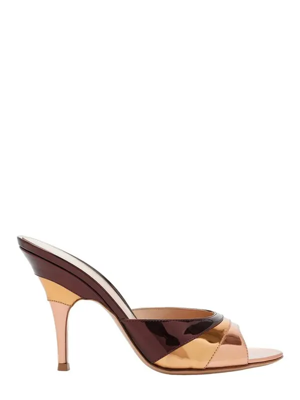 GIANVITO ROSSI Leather Mules - Metallic
