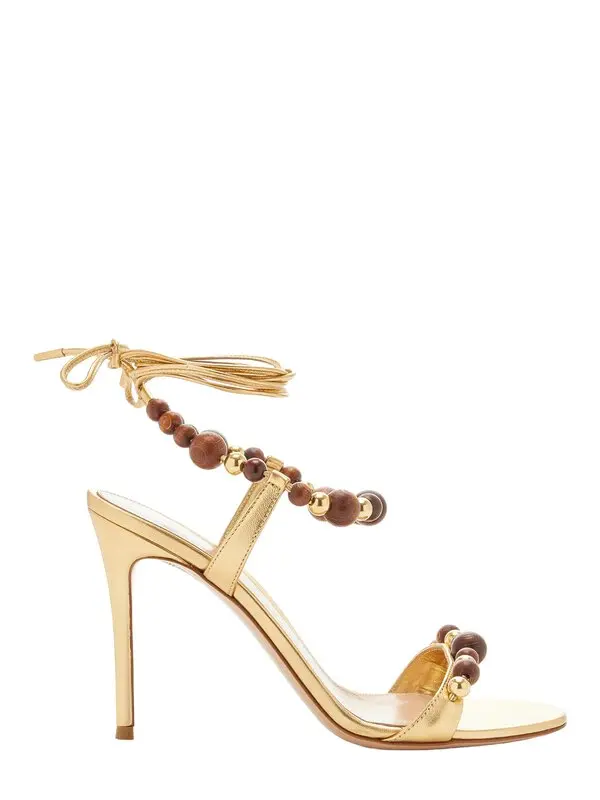 GIANVITO ROSSI Beaded Metallic-leather Sandals - Multi
