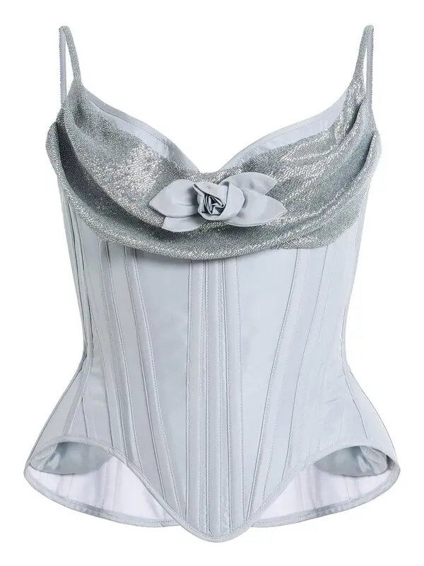 WIEDERHOEFT Silk Taffeta Corset Top - Blue