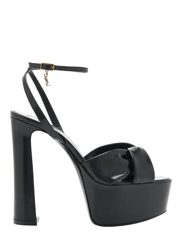 Saint Laurent Franciane Leather Platform Sandals - Black