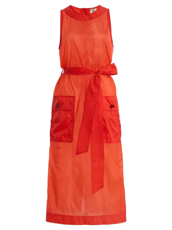 Saint Laurent Button-back Nylon Midi Dress - Orange
