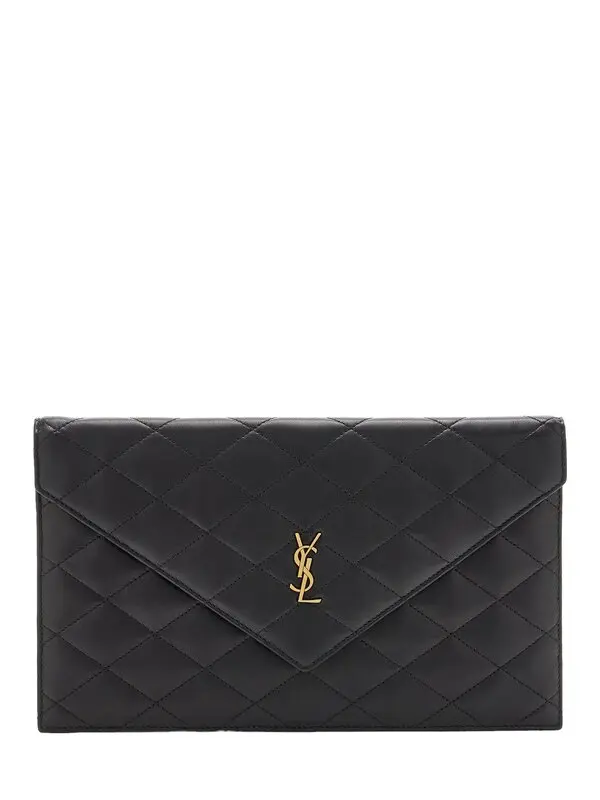 Saint Laurent Paris Leather Pouch - Black