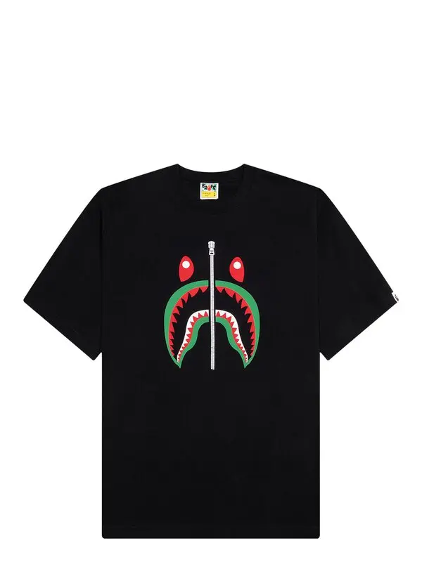 A BATHING APE Shark Tee Italy - Black
