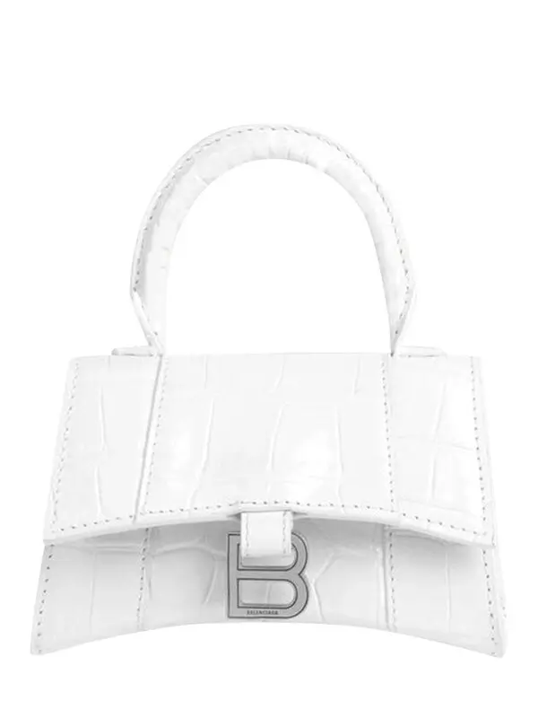 Balenciaga Hourglass Mini Top Handle Bag - White