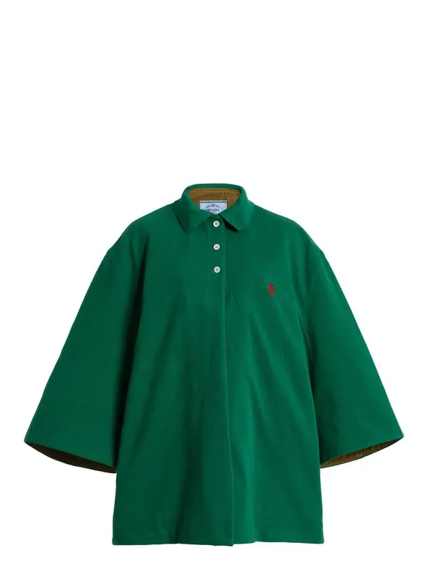Prada Cotton Pique Oversized Polo Jacket - Green