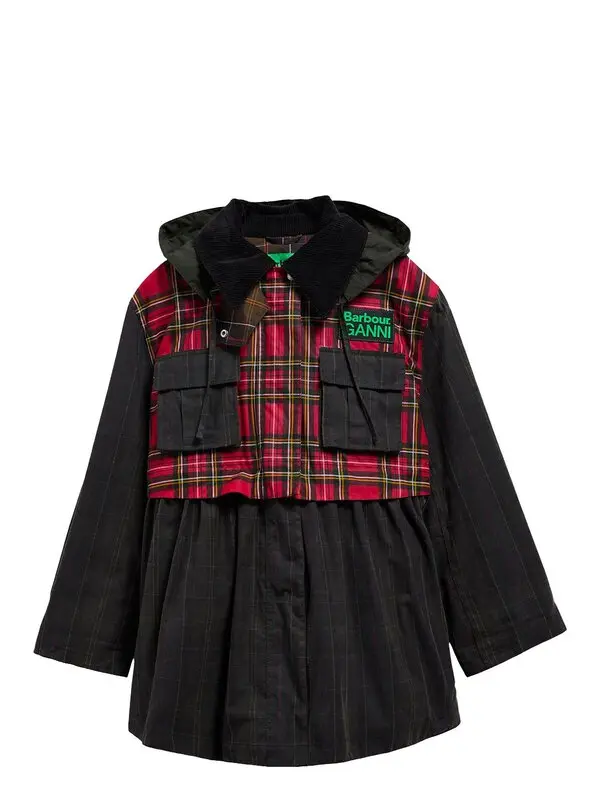 Barbour Waxed Peplum Jacket With Tartan Details - Multi
