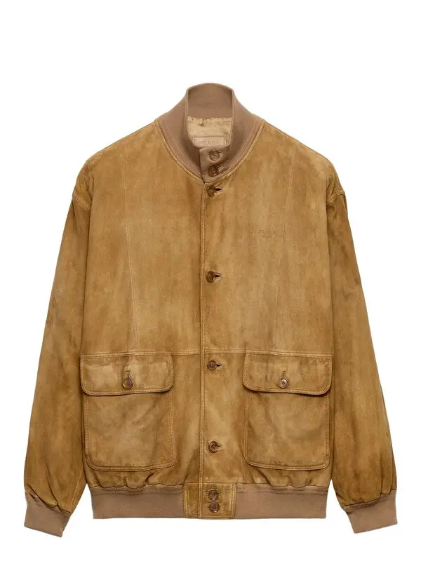 Prada Suede Blouson Jacket - Neutral
